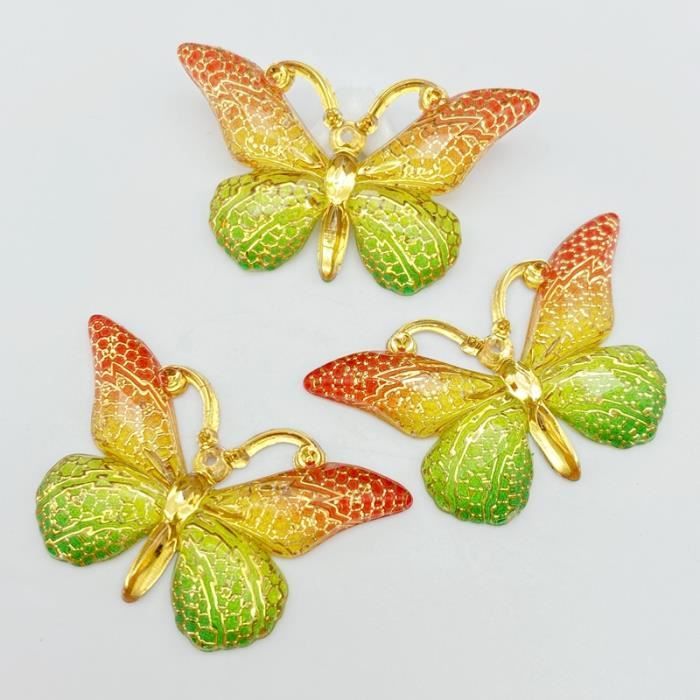 Statue deco,Papillons mixtes en acrylique,10 pièces-lot,avec trou,dos ...
