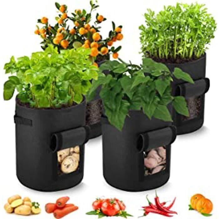 Lot De 4 Sacs De Plantation De Jardin, 10 Galons Non Tissés, Sac De Plantation De Pommes De ...