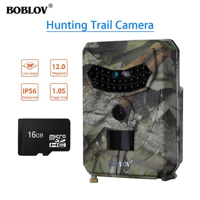 Boblov 12MP HD 1080P Caméra de Chasse Infrarouge Vision Nocturne + 16GB ...