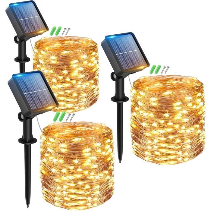 [Lot De 3] Guirlande Lumineuse Exterieure Solaire, 3X12M 120Led ...