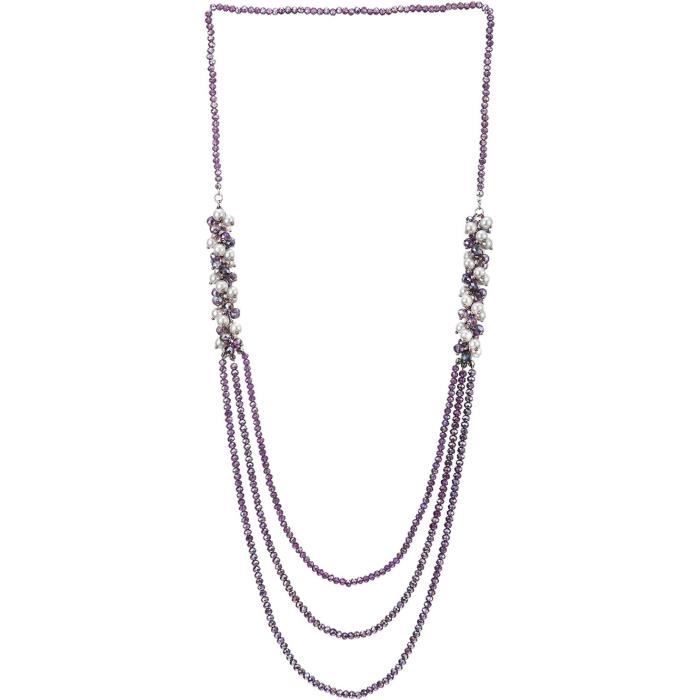 Pourpre Arc-En-Ciel Cristal Perles Statement Déclaration Collier Long ...