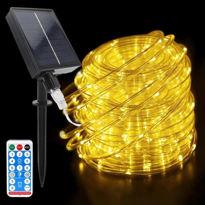 Led Tube Lumineux Solaire, 22M 200 Led Étanche Guirlande Lumineuse Tube, Avec 8 Modes D ...