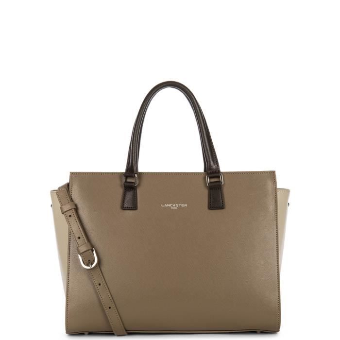 Sac à main Lancaster Adèle en cuir ref_lan37671 Vison GM 34*26*14 Beige ...