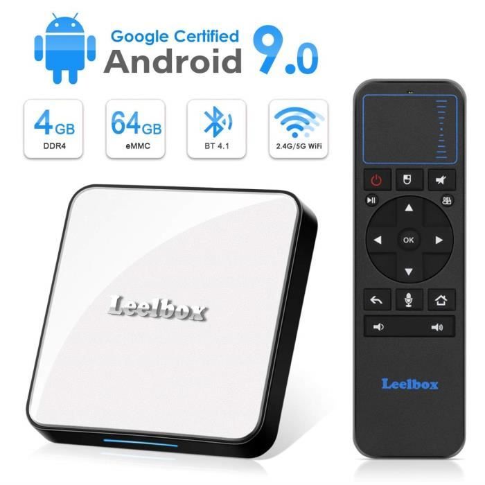 Leelbox TV Box Android 9.0【4GB+64GB】 KM3 Boîtier TV 2.4GHz Support BT 4 ...