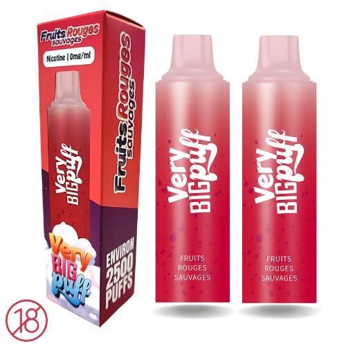 2 Méga Vapes XXL saveur fruits rouges sauvages - 2500 puffs - sans ...
