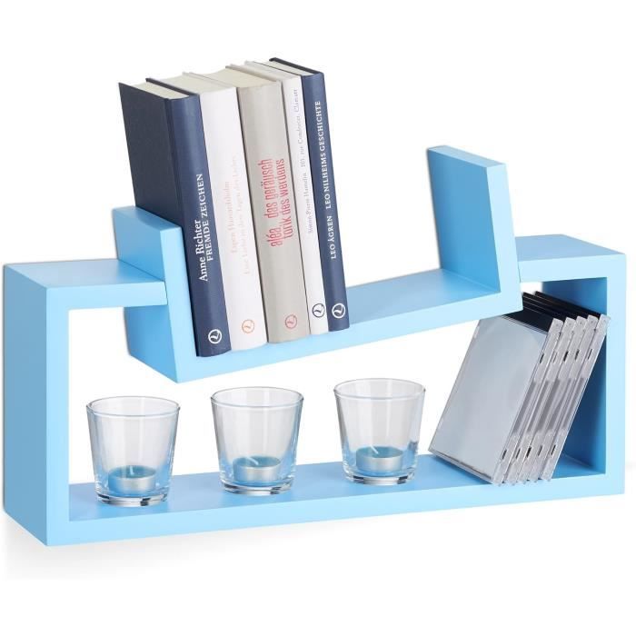 Étagère Tablette Flottante Murale En Mdf Coloré 50 Cm Large 2 Plateaux ...