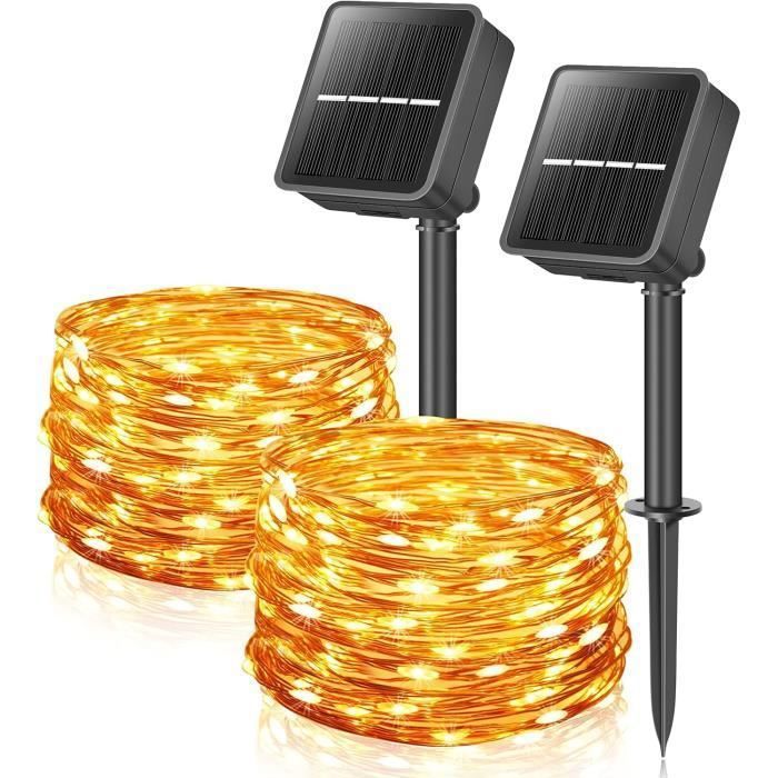 Guirlande Lumineuse Solaire Extérieure,2 Pièces 12M 100 Led Guirlande ...