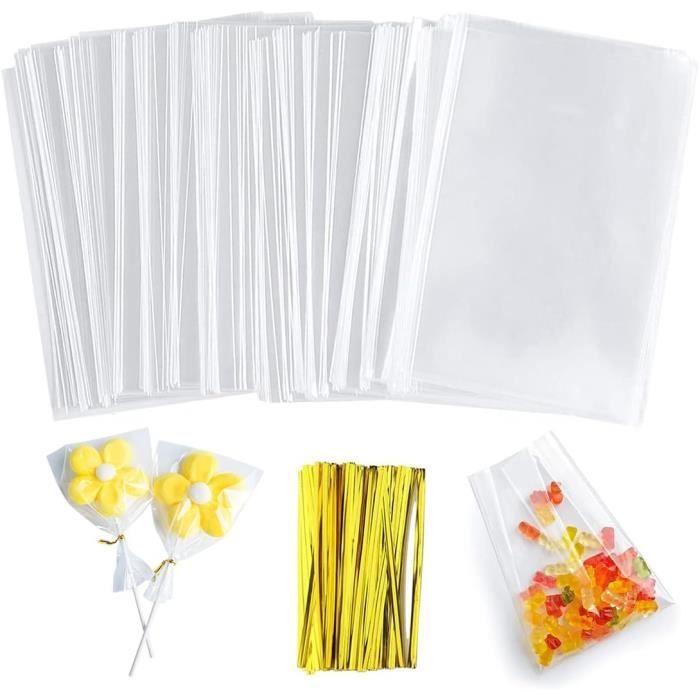 Sachet Plastique Transparent, KANOSON 100 Pièces Sachet Cellophane avec ...