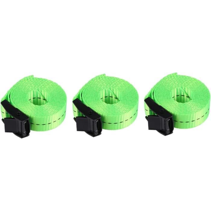 Lot De 3 Rouleaux avec 2 Mètres De Sangles à Cliquet pour Bagages De Camion Vert Fluorescent ...