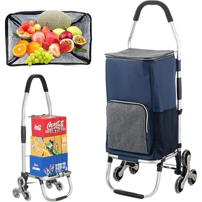 SADOMAIN Chariot de Courses Pliable 6 Roues en Alm, Sac Entièrement Isotherme, Caddie de Courses ...