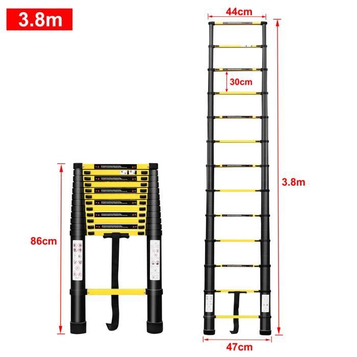 YRHOME Échelle Télescopique de 3.8M Noir Échelle Multifonction Échelle ... YRHOME Échelle Télescopique de 3.8M Noir Échelle Multifonction Échelle ...