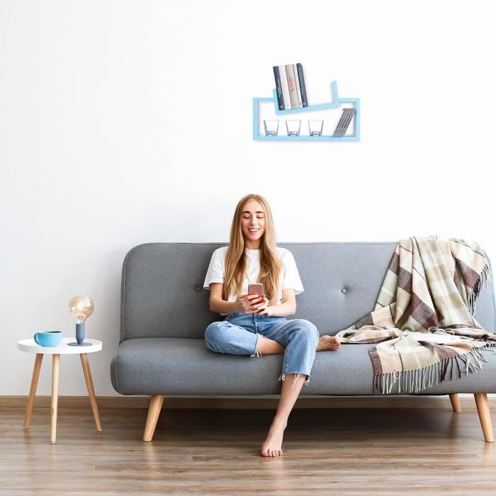 Étagère Tablette Flottante Murale En Mdf Coloré 50 Cm Large 2 Plateaux ...