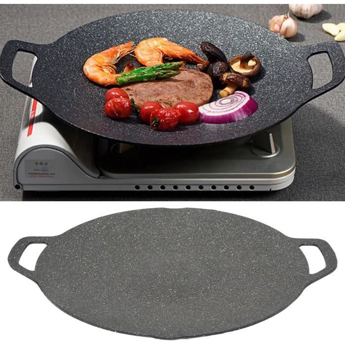 Poêle À Barbecue Coréenne, Plaque Chauffante Ronde Noire De Forme Incurvée Pour Le Camping (30Cm ...