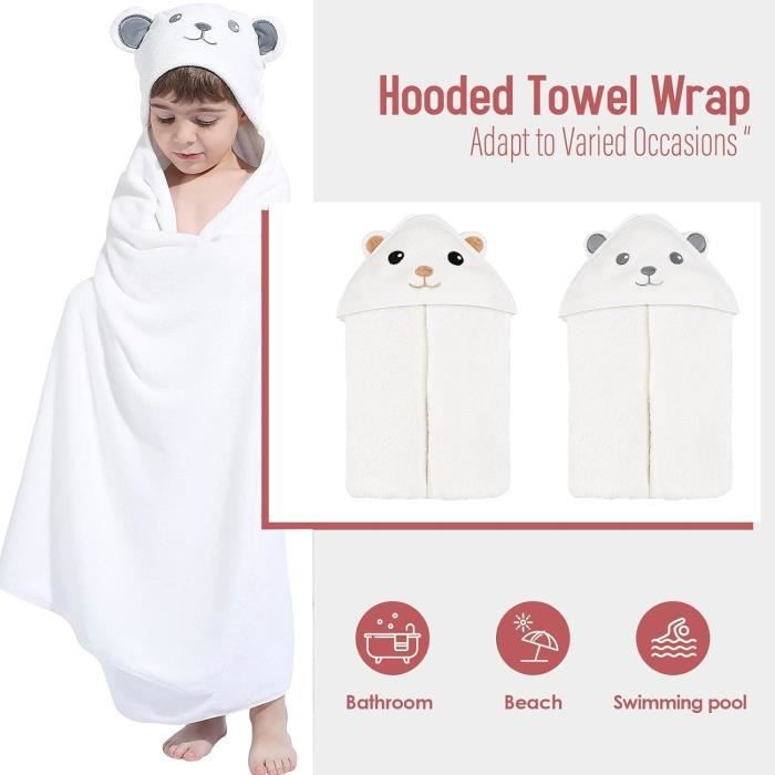 3PCS Serviette de Bain Bébé, Serviette à Capuche Bébé,Très Grand ...