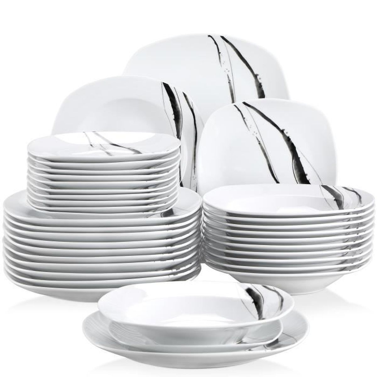 Veweet TERESA 36pcs Assiettes Service de Table Pocelaine Assiettes ...