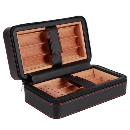 Conteneur De Cigares Boîte À Cigares Portable Noire En Bois De Cèdre ...