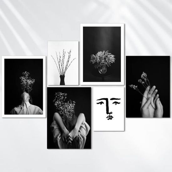 Pano Lot De 6 Affiches Murales En Noir Et Blanc Pour Décoration De ...