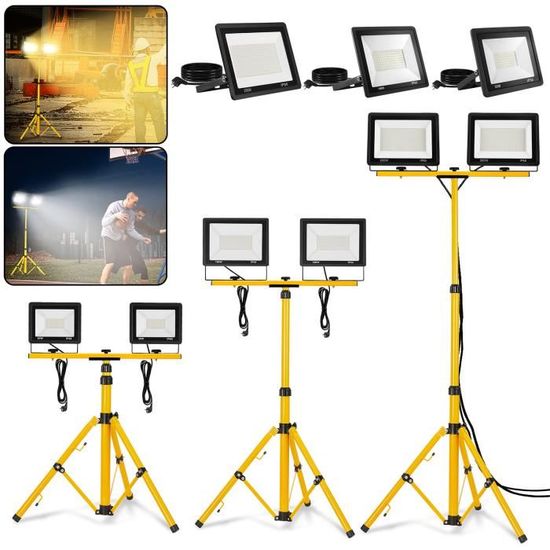 LILIIN Projecteur LED 2 * 200W Blanc Froid avec trépied, étanche IP66 pour usage intérieur et ...