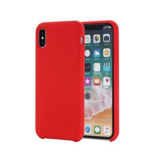Coque Silicone Gomme intérieur façon velours iPhone X et XS - Rouge ...