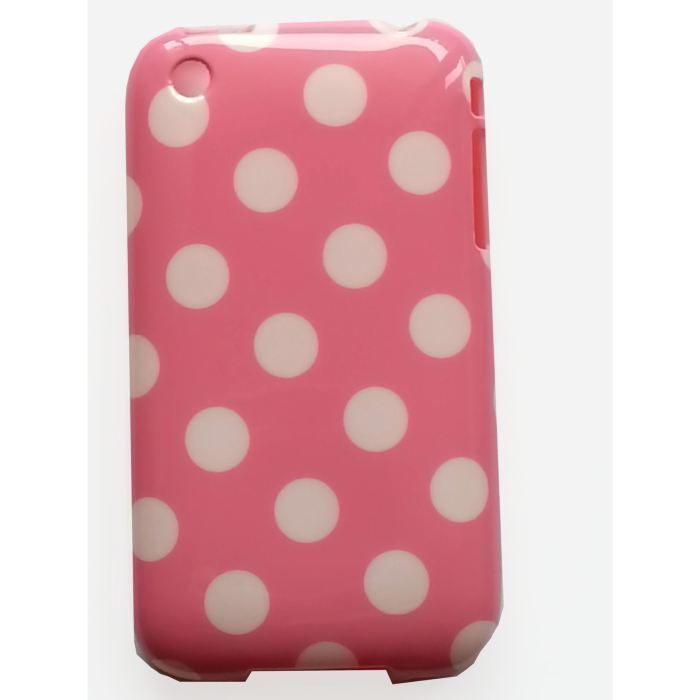 Coque Iphone 3 Rose c Gros Pois Blanc Dot Polka - Coque semi-rigide en ...