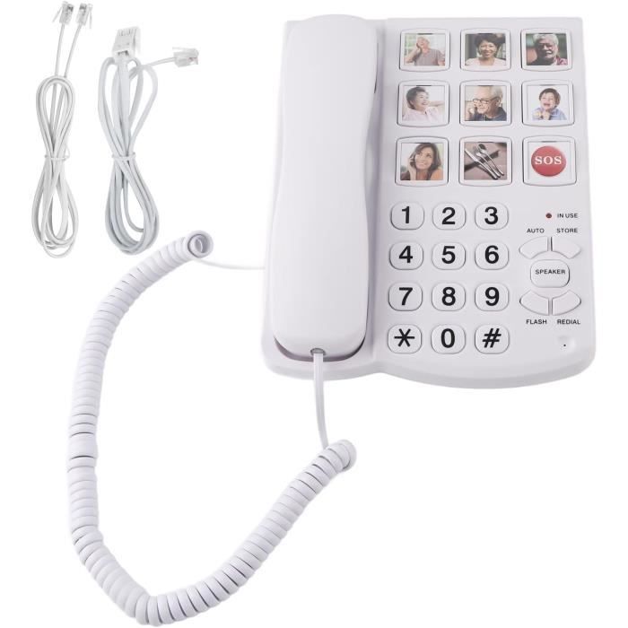 Téléphone Filaire À Gros Boutons,Téléphone Fixe Filaire Avec Sonnerie ...