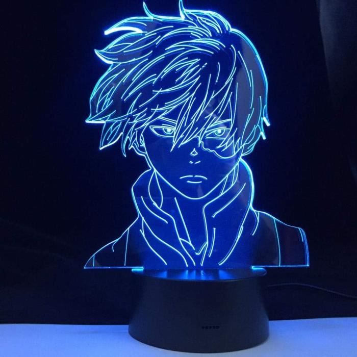 Lampe Illusion 3D Veilleuse Led Académique Shoto Todoroki Visage Anime ...