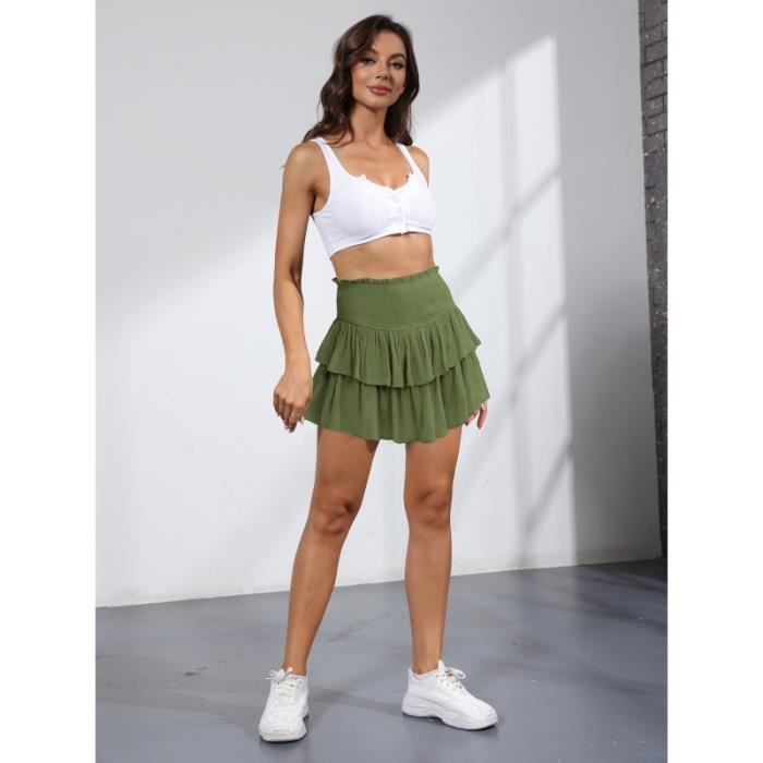 Jupe Femme Taille Haute à Volants - AUTREMENT - Élégante Jupe Plissée ...