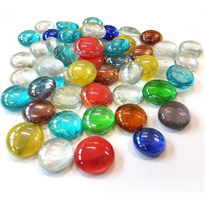 Mesbilles - 20 Billes Plates Mélange Loupe - Bille Forme en Verre 16 ...