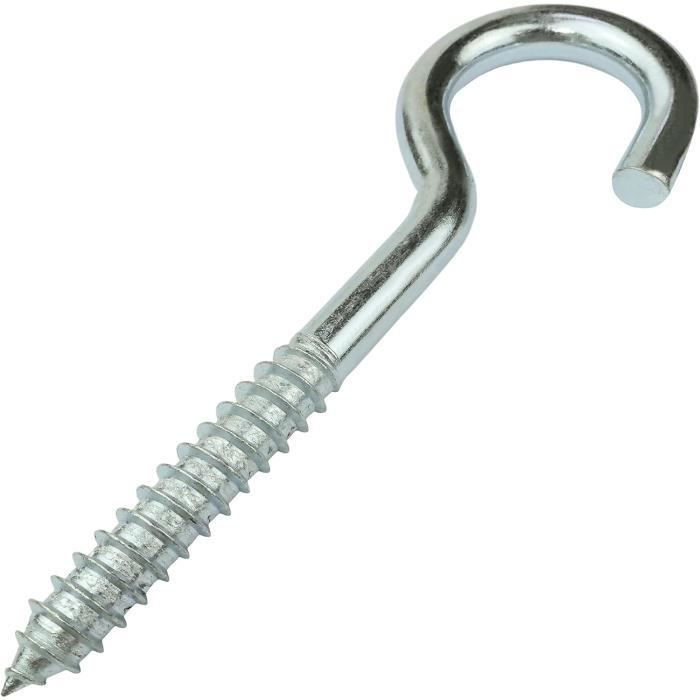 C58001 - Lot De 5 Crochets Pitons Coudés À Visser Ø10X75 Mm En Forme C - Crochet Ouvert À Vis ...