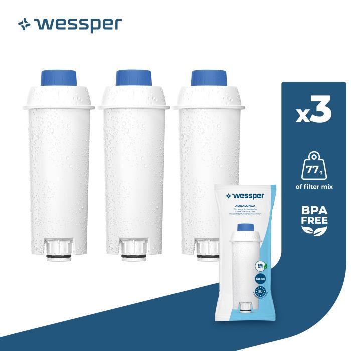 3x Wessper Filtre compatible pour DeLonghi DLSC002, SER3017, 5513292811 ...