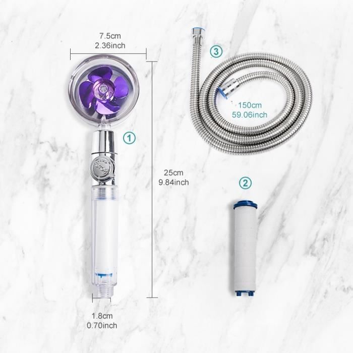 Robinet Haute,Purple Set 1--Pommeau de douche Turbo haute pression, économie'eau, poignée de ...