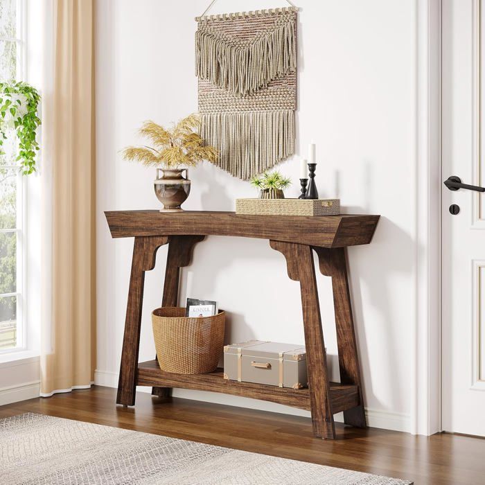 Tribesigns Table Console avec Rangement, 105 x 30 x 85 cm, 2 Niveaux en ...