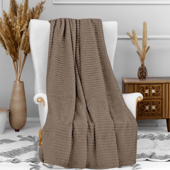 Couverture, plaid 180x220 cm COCOONING taupe, par Soleil d'ocre ...