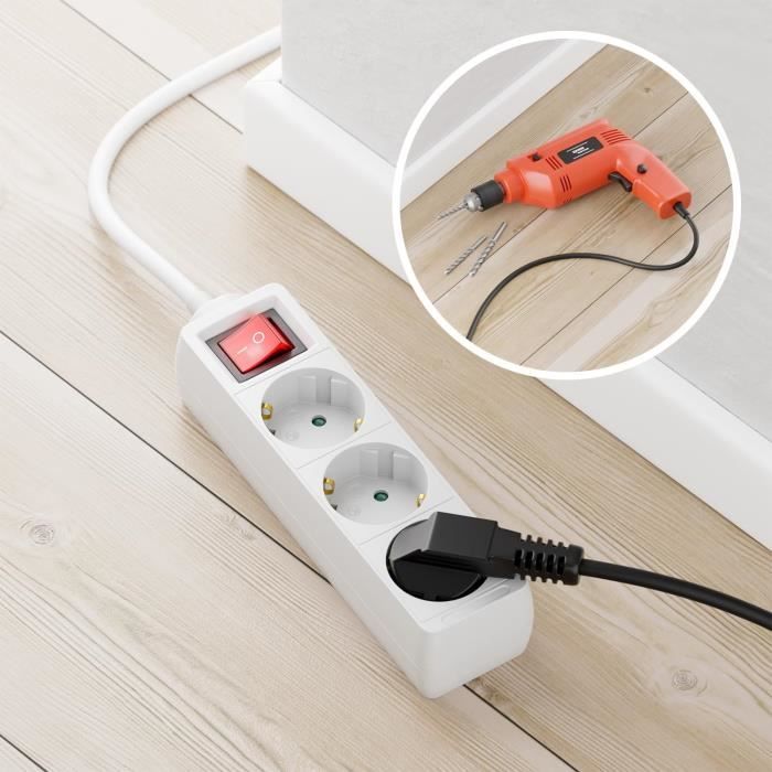 Multiprise À 3 Compartiments Avec Fiche Plate Et Interrupteur On-Off ...