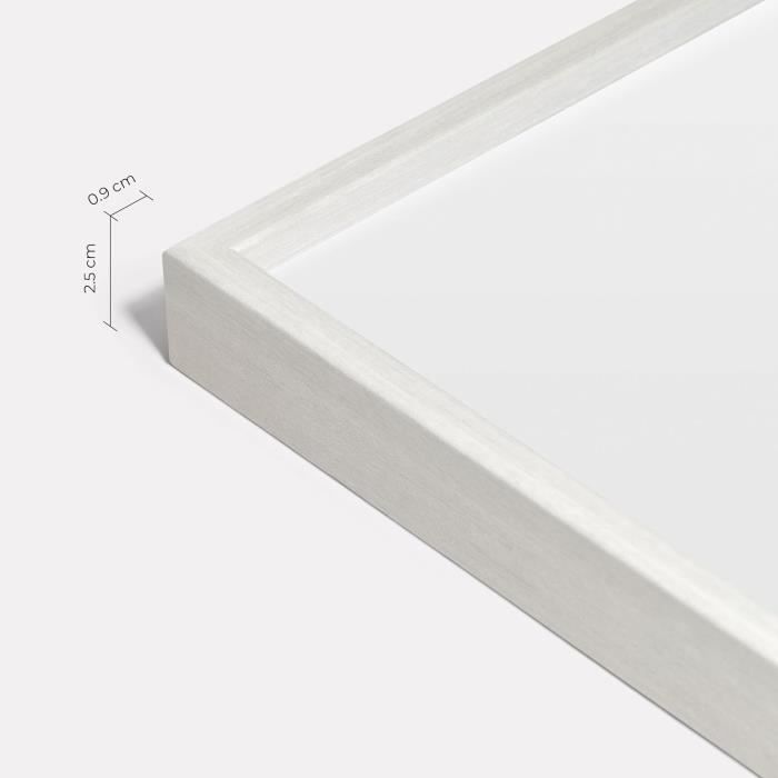 Cadre Fin Blanc 60X80 Cm-Boisé (Finition Grain De Bois)-Moderne-Deco ...
