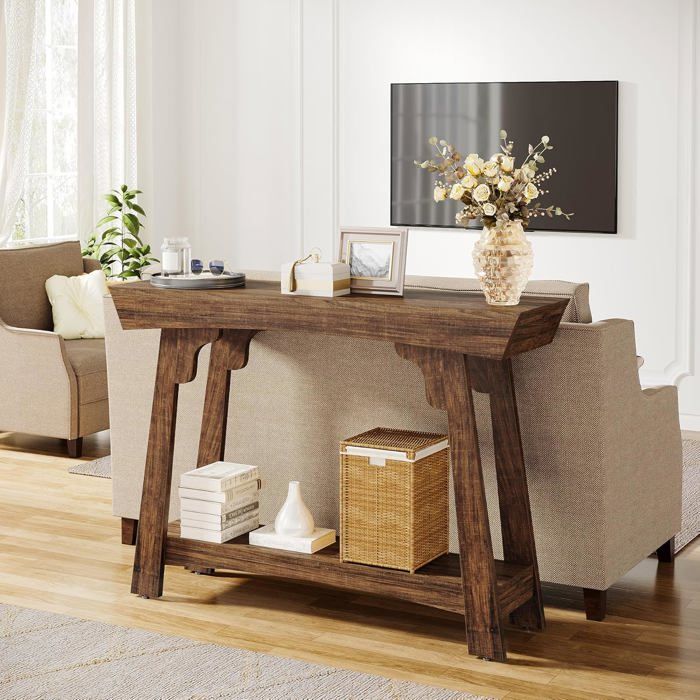 Tribesigns Table Console avec Rangement, 105 x 30 x 85 cm, 2 Niveaux en ...