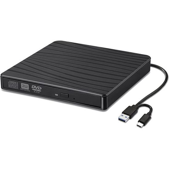 Lecteur DVD Externe, USB 3.0 & Type C Graveur DVD CD Player ...