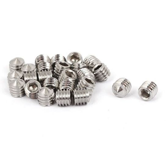 SOURCING MAP M6 x 6mm vis boulon sans réglage pointe cône 25Pcs Argenté ...