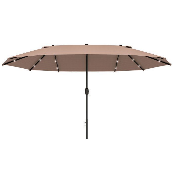 Parasol double LED de 440 x 260 cm, grand parasol ovale pour jardin ...