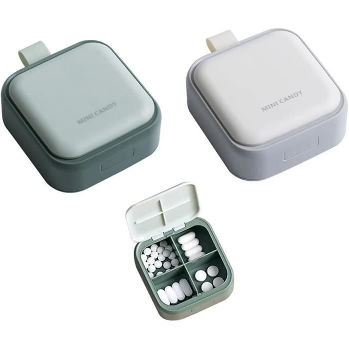 2Pcs Petit Boîte À Pilules Portable Pillbox - 4 Compartiments, Pilulier ...
