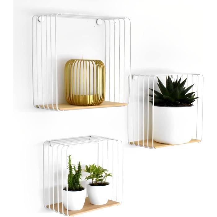 Oir Ou Blanc Avec Bois De Bambou Cavoo – Facile À Accrocher – Étagère ...