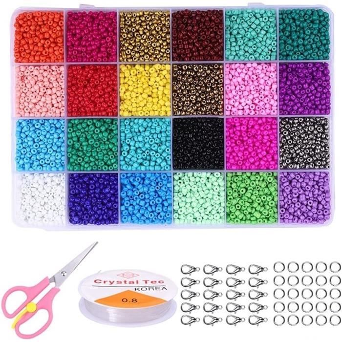 Mini Perles en Plastique de Verre, 24000 pcs 2mm Mini Perles Rocaille ...