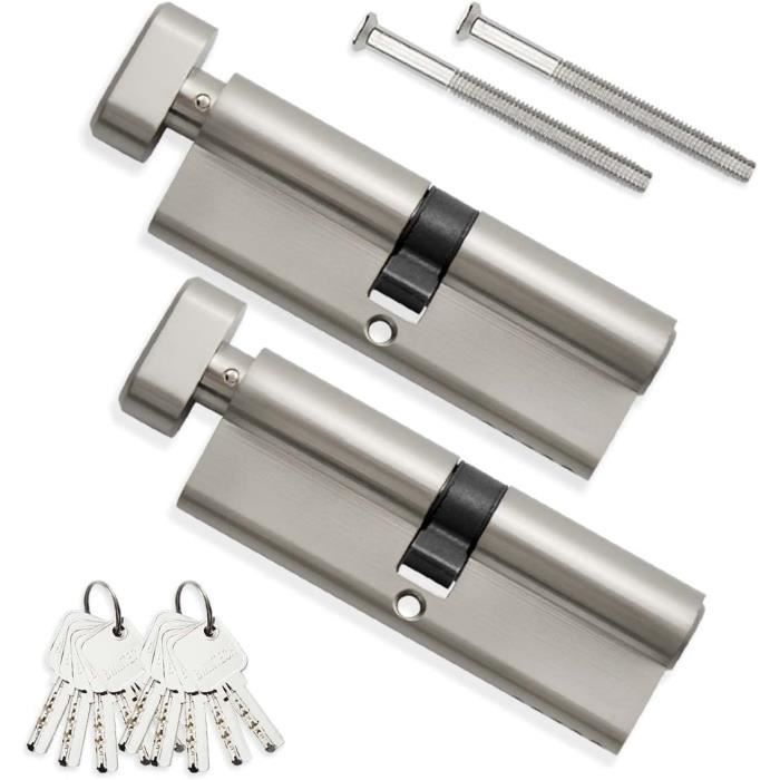 2 Pcs 45T-45mm Euro Cylindre en laiton, 90mm Thumbturn-Key Barrel Lock ...