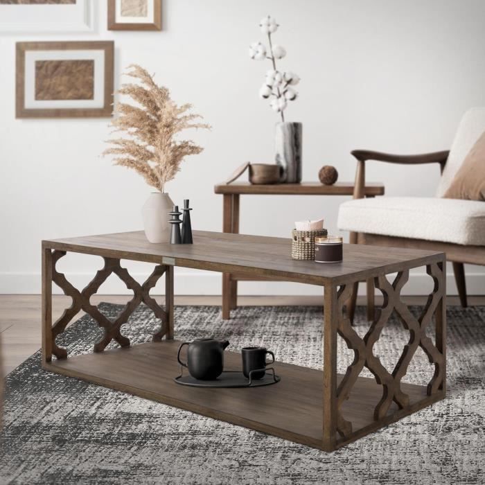 WOMO-DESIGN Table Basse 120 x 60 x 46 cm, Bois de Manguier Massif ...