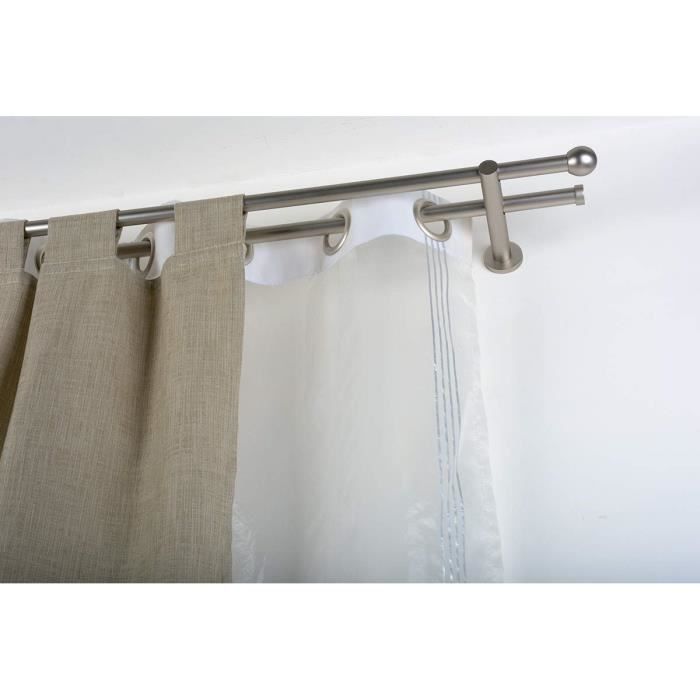 Double Tringle à Rideaux: Ø 20 mm sans Anneaux, L. 140 cm. en Acier satiné – Complet - Cdiscount ...