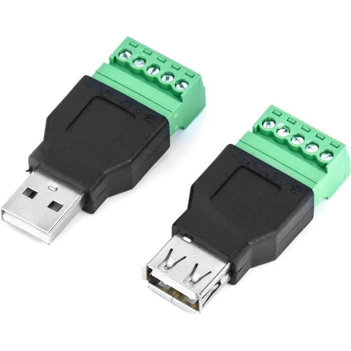 Connecteur Usb Mâle & Femelle, Connecteur Usb A Adaptateur Bornier À ...