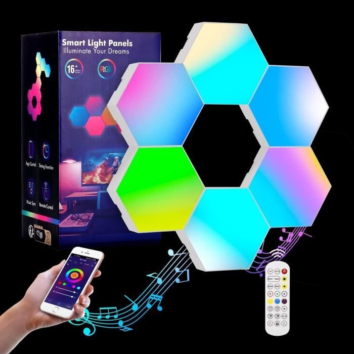 Panneau Led Mural, Lumière Menée Par Hexagone Rgb Avec Télécommande ...