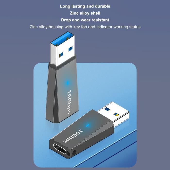 LID- Adaptateur USB 3.1 GEN 2 mle vers type C femelle Adaptateur USB 3. ...