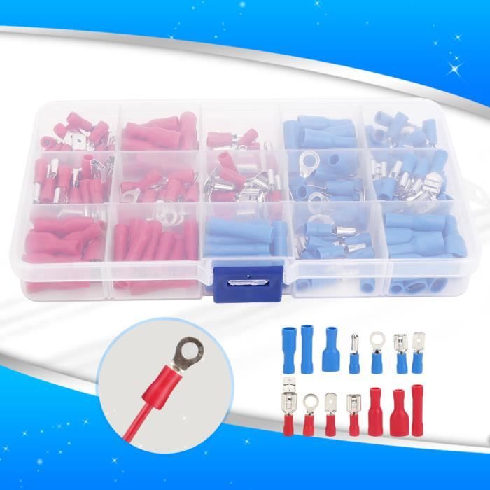 EJ.life Borne à sertir de type O Lot de 200 connecteurs de fil électrique isolés à sertir pour ...