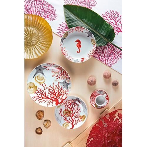 Excelsa Coral Service Assiettes 18 Pièces, Porcelaine, Rouge - 62499 ...